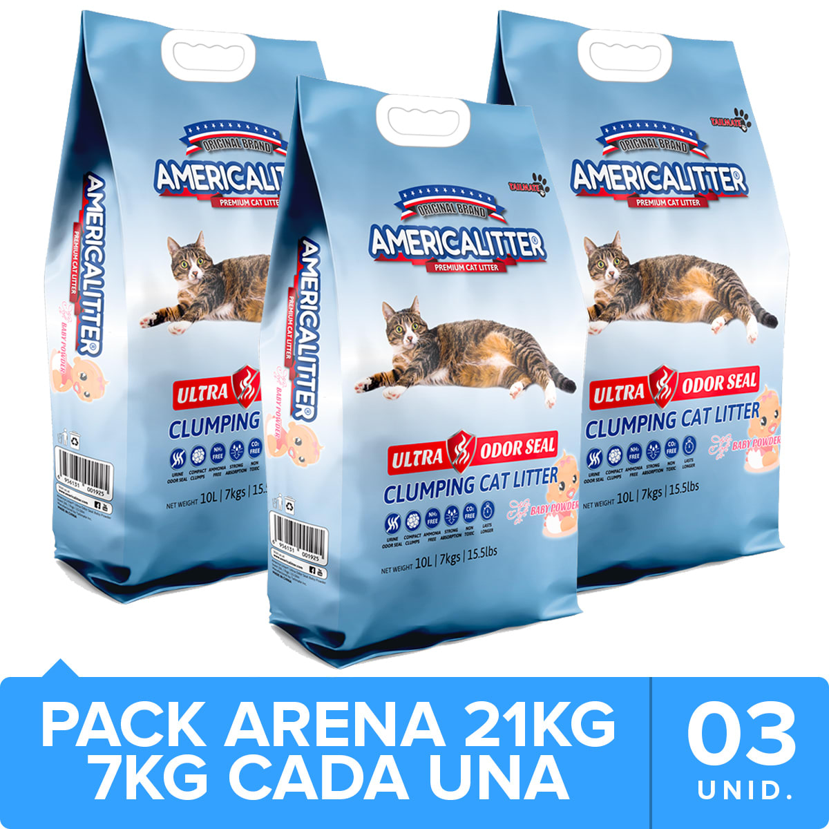 America Litter Odor Seal Olor Talco Bebe Pack 21kg – NovaPet
