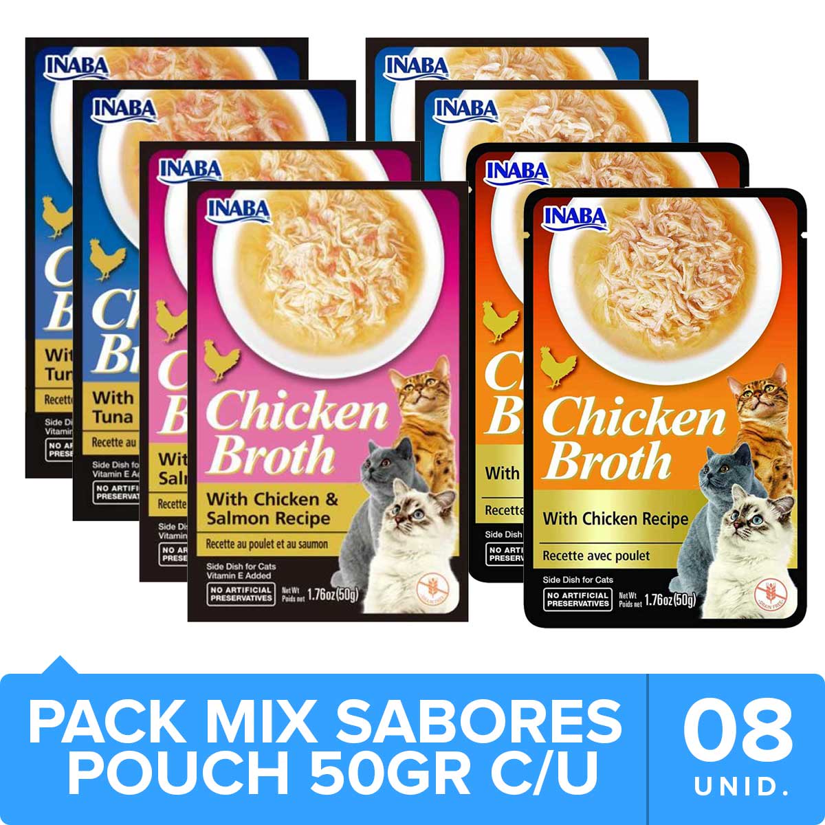 Inaba Churu Broth Pouch Gatos Mix Sabores 50gr Pack 8 unidades – NovaPet