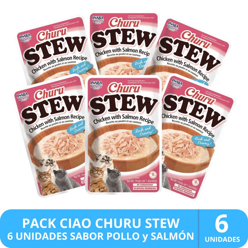 Inaba Churu Cat Stew Chicken Salmon 40 gr PACK 6 Unidades – NovaPet