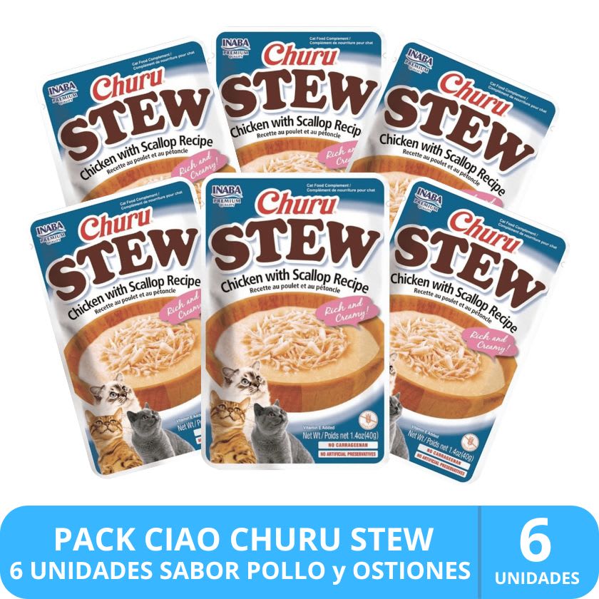 Inaba Churu Cat Stew Chicken Scallop 40gr PACK 6 Unidades – NovaPet