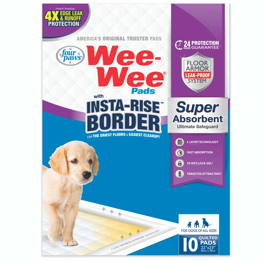 wee wee four paws insta-rise border pads 10 un – NovaPet